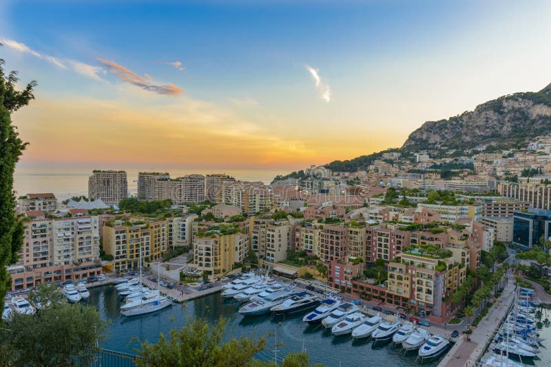 Aerial View of Monaco at Sunset Stock Photo - Image of monaco, dazur ...