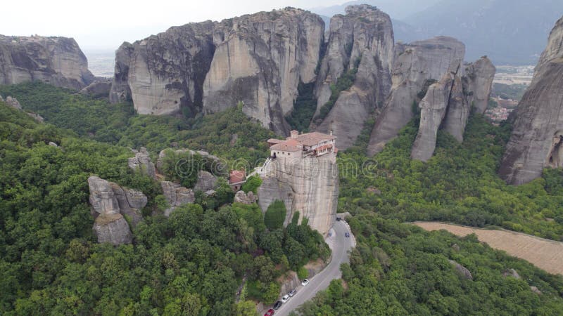 Aerial View of Monastery of Rousanou in Meteora Stock Image - Image of ...