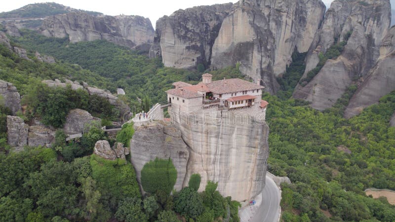 Aerial View of Monastery of Rousanou in Meteora Stock Image - Image of ...