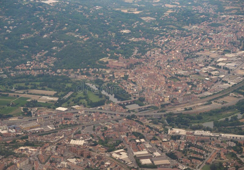 Aerial view of Moncalieri stock image. Image of grass - 253832189