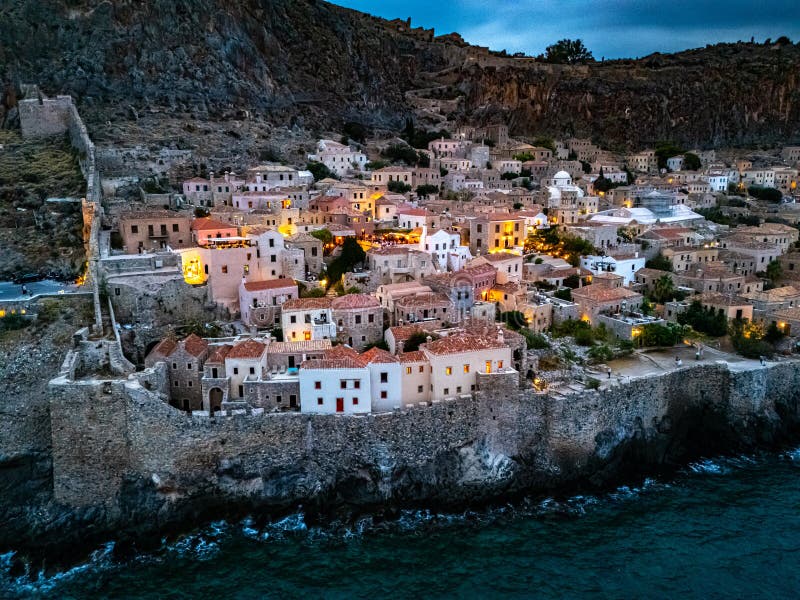 Aerial View of Monemvasia, a Town in Laconia, Greece Stock Photo ...