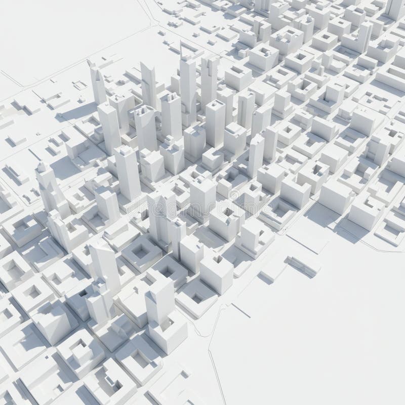 Aerial View of a Monochromatic City Model with Numerous White, Block-like Structures Stock ...