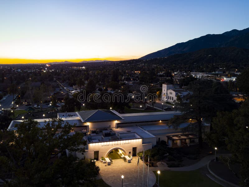 Aerial View of the Monrovia Public Library Stock Photo - Image of ...