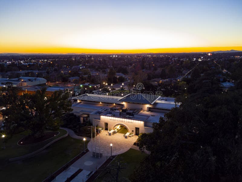 Aerial View of the Monrovia Public Library Stock Image - Image of road ...
