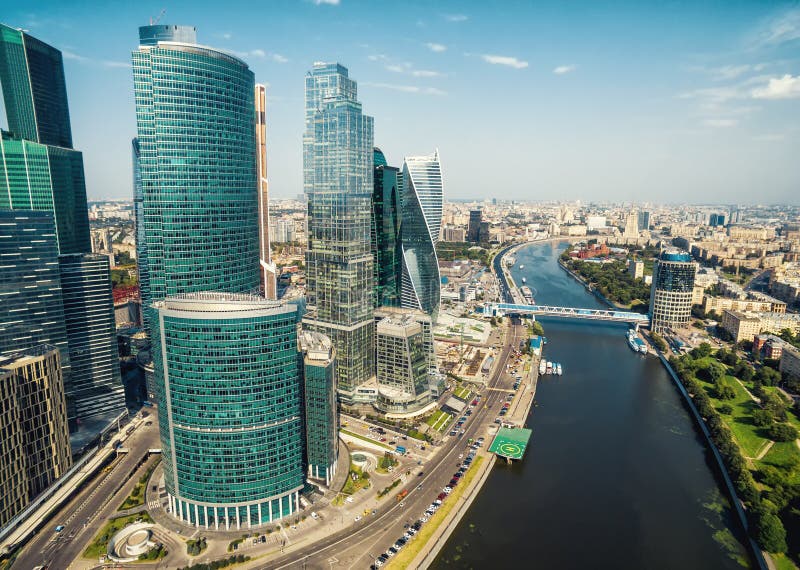 Aerial View of Moscow Downtown, Russia Stock Photo - Image of city ...