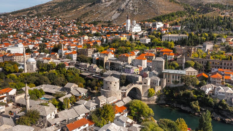 Aerial view of Mostar editorial image. Image of ancient - 301745435
