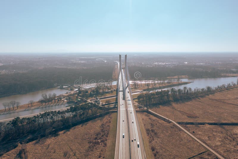 Aerial View of the Motorway Passing through the Redzinski Bridge in ...