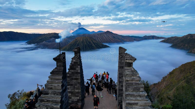 Aerial View of the Mount Bromo, is an Active Volcano and Part of the ...