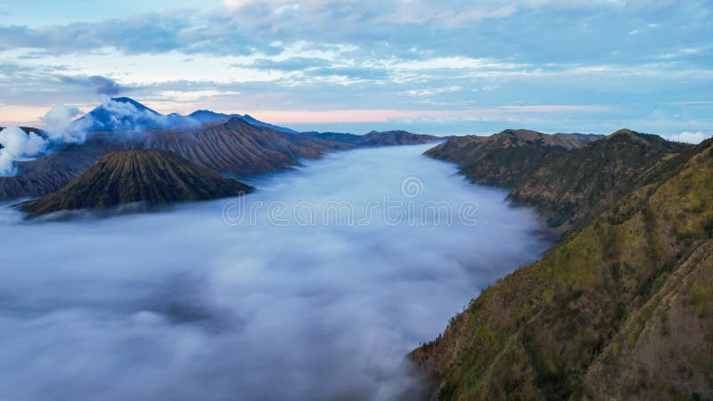Aerial View of the Mount Bromo, is an Active Volcano and Part of the ...