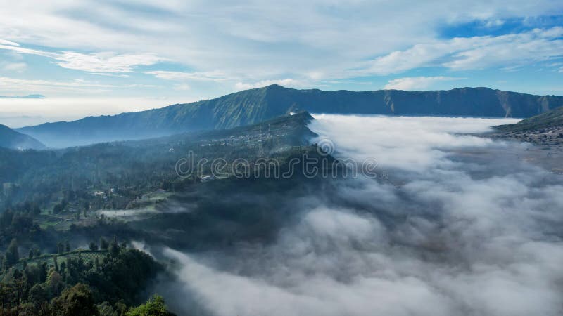 Aerial View of the Mount Bromo, is an Active Volcano and Part of the ...