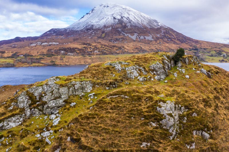 Aerial View of Mount Errigal, the Highest Mountain in Donegal - Ireland ...