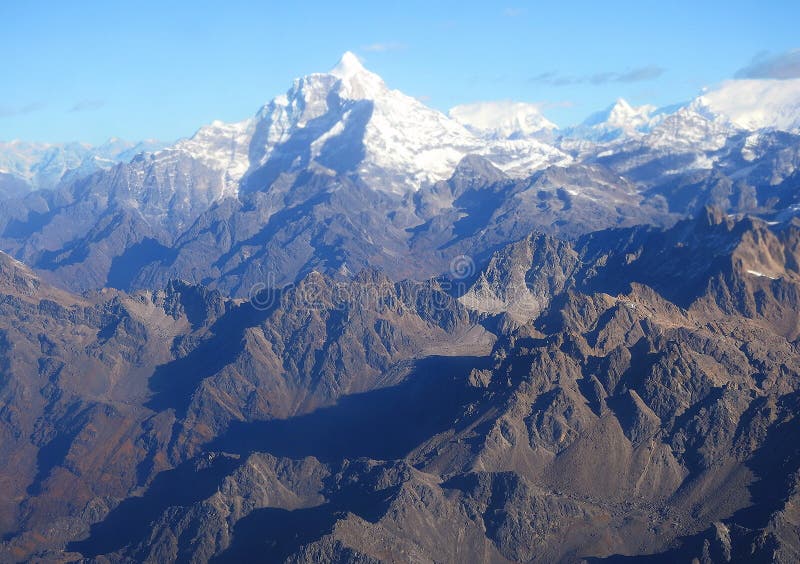Aerial View of Mount Everest, Himalayan Range, Nepal Stock Photo ...