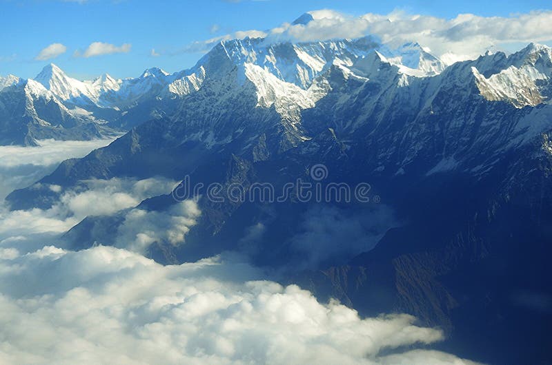 Aerial View of Mount Everest, Himalayan Range, Nepal Stock Image ...