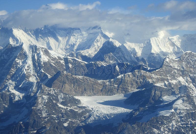 Aerial View of Mount Everest, Himalayan Range, Nepal Stock Image ...