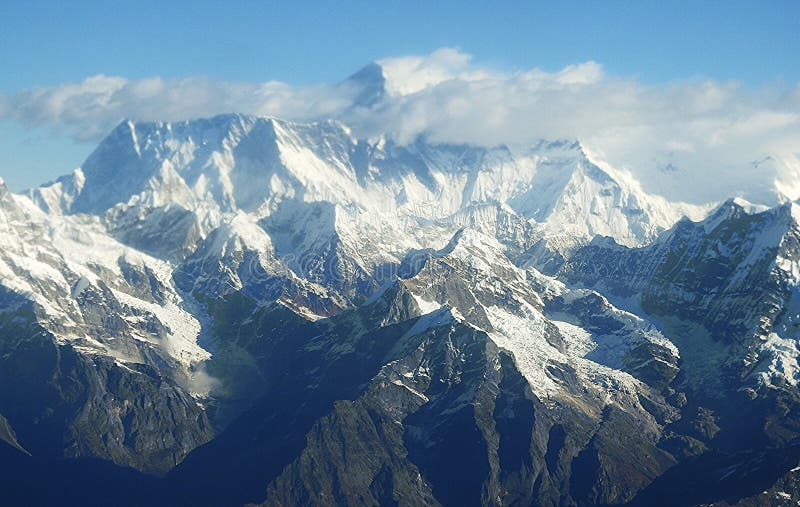Aerial View of Mount Everest, Himalayan Range, Nepal Stock Image ...