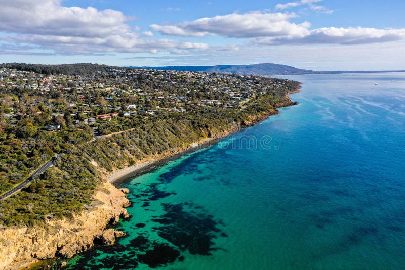 Aerial View of Mount Martha with Cliffs and Turquoise Water Stock Image ...
