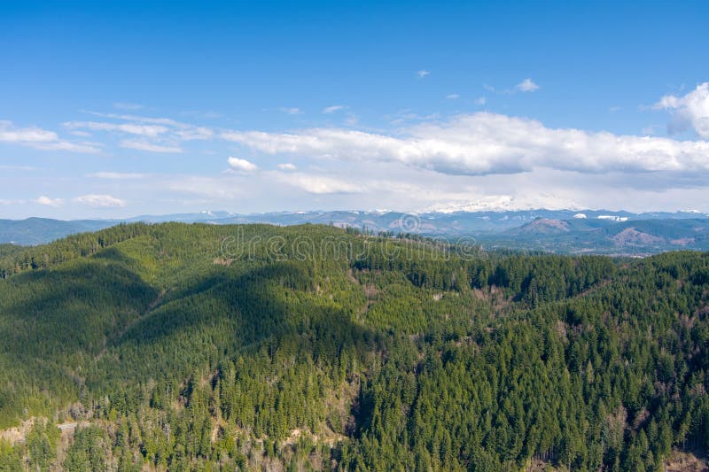 Aerial View of Mount Rainier Covered in Clouds Above the Cascade ...