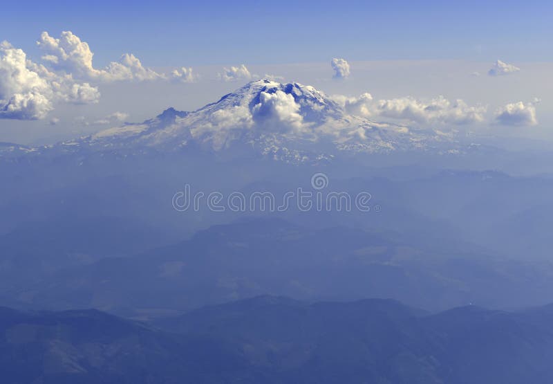 Aerial View of Mount Rainier, Washington Stock Photo - Image of glacier ...