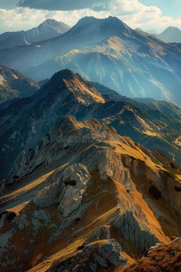 Aerial View of a Mountain Range from a High Vantage Point, Showcasing ...