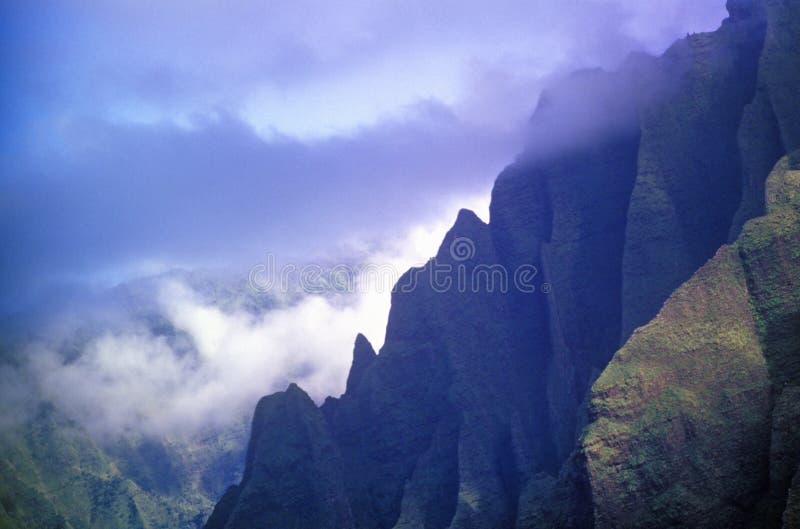 Aerial View of Mountain Range, Kauai, Hawaii Stock Image - Image of ...