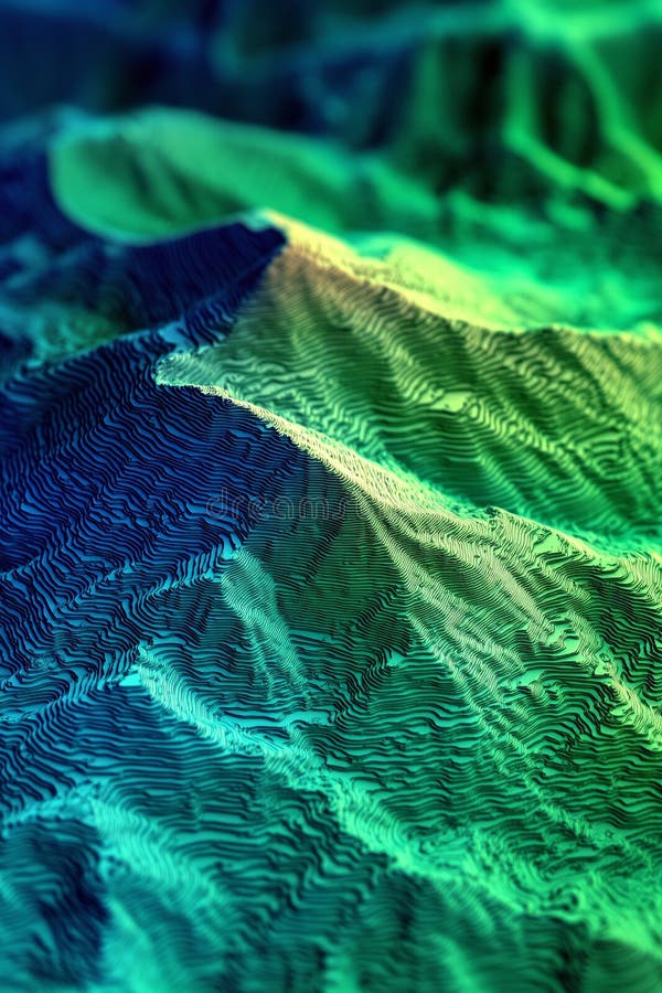 Aerial View of a Mountain Range Rendered in LiDAR GIS Highlighting ...