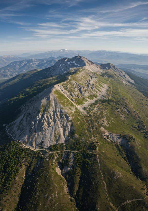 Aerial View of Mountain Ridge and Peak Stock Illustration ...