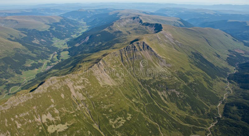 Aerial View of Mountain Ridge and Valley Stock Illustration ...