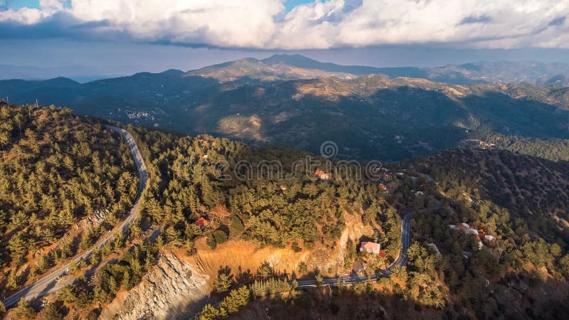 Aerial View of Mountain Road in Cyprus Stock Image - Image of hills ...
