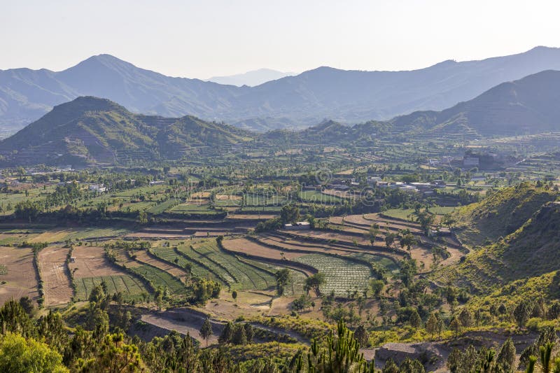 Aerial View from the Mountain Top of the Fields in the Swat Valley ...