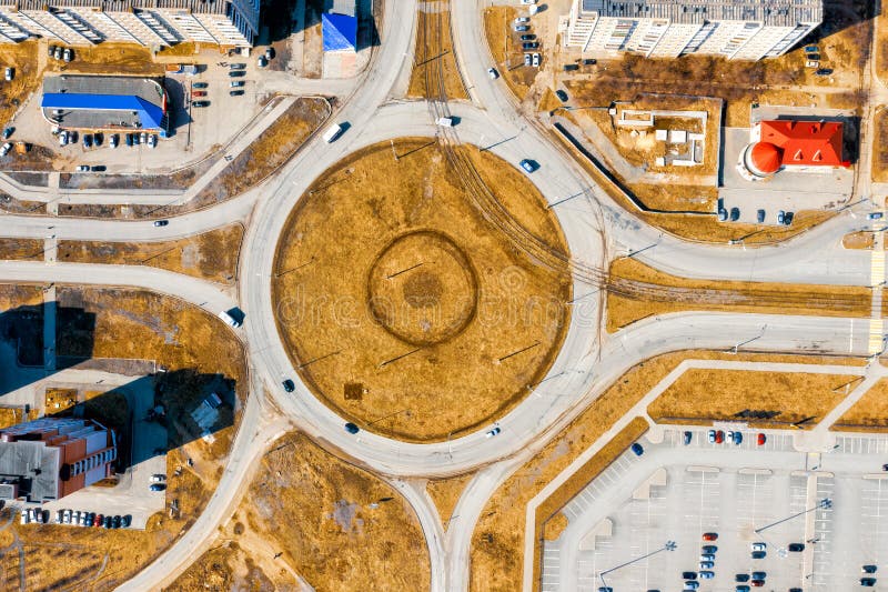Aerial View on the Movement of Cars on the Ring Road Stock Photo ...