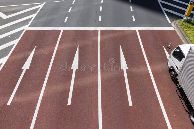 Aerial View of a Multi-lane Road Stock Image - Image of asphalt ...