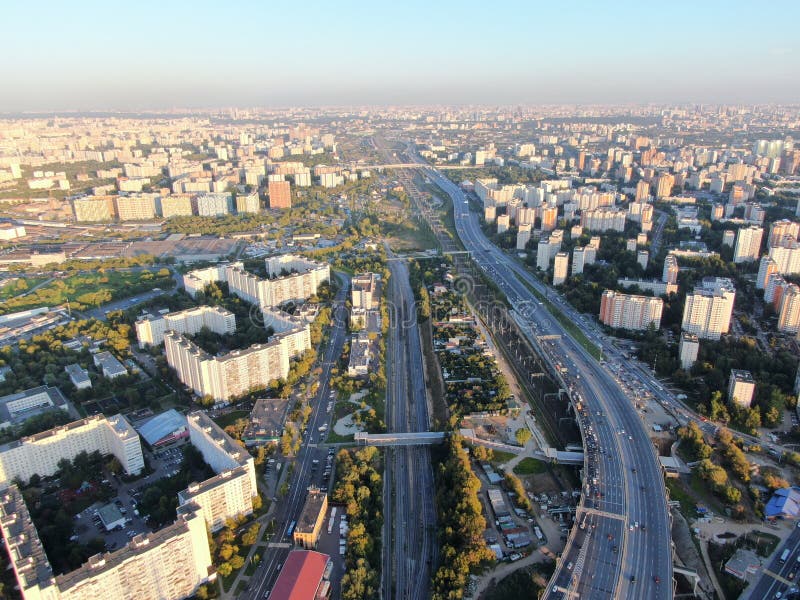 Aerial View of the Multi-level Highway Junction of the Highway on a ...