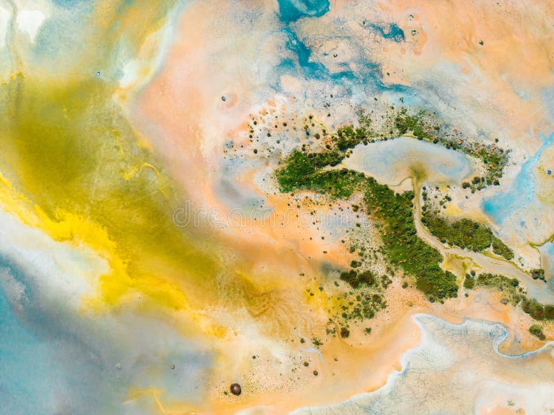 Aerial View of the Multicolored Texture and Patterns of Yarisli Lake in ...