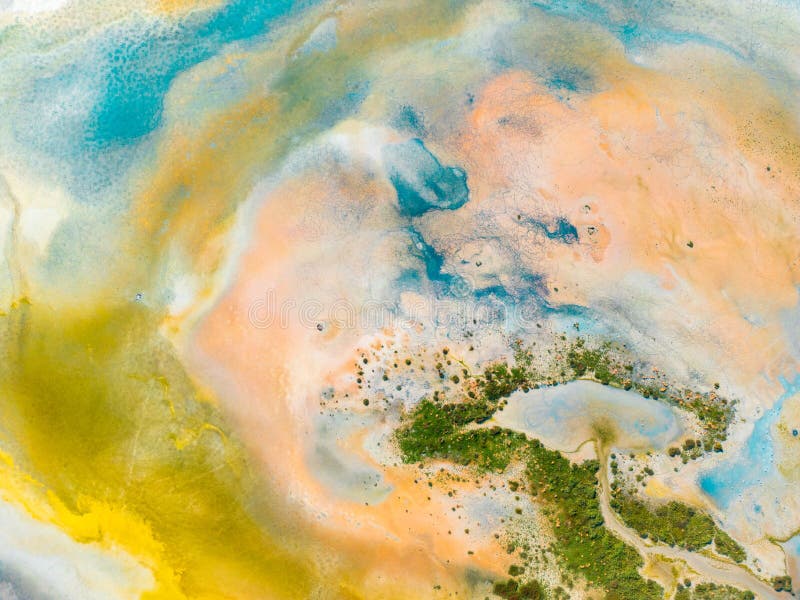 Aerial View of the Multicolored Texture and Patterns of Yarisli Lake in ...