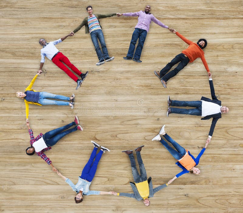 Aerial View of Multiethnic People Forming Circle Stock Image - Image of ...
