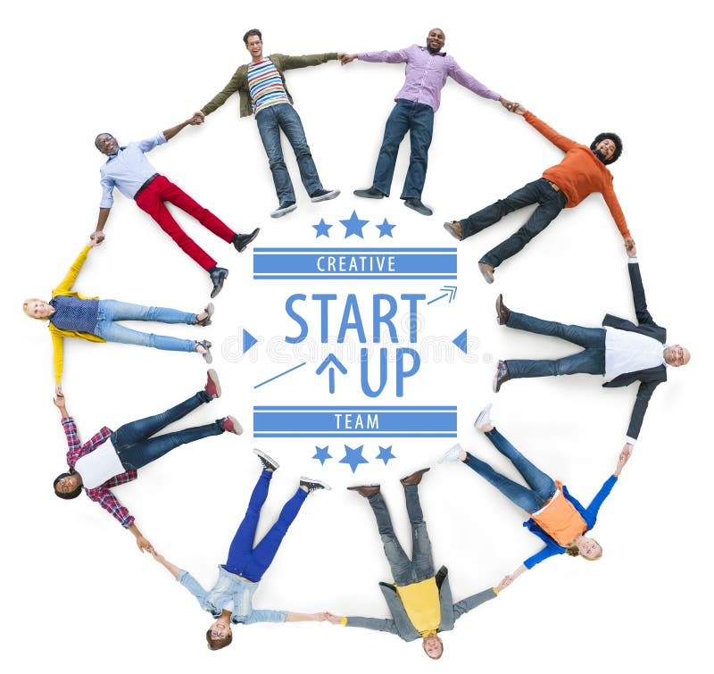 Aerial View of Multiethnic People with Start Up Business Concept Stock ...