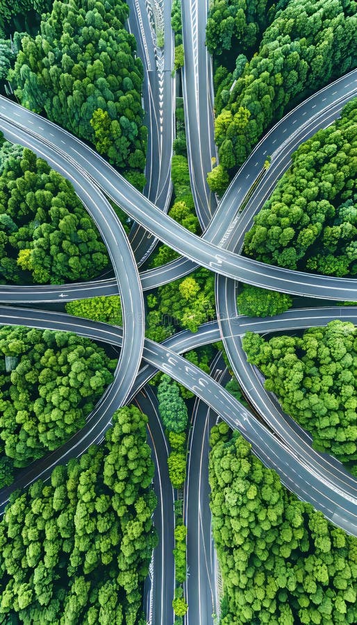 Aerial View of Multilevel Highway Junction Interchange on Expressway ...