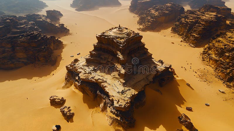 Aerial View of a Mysterious Desert Structure. Stock Photo - Image of ...