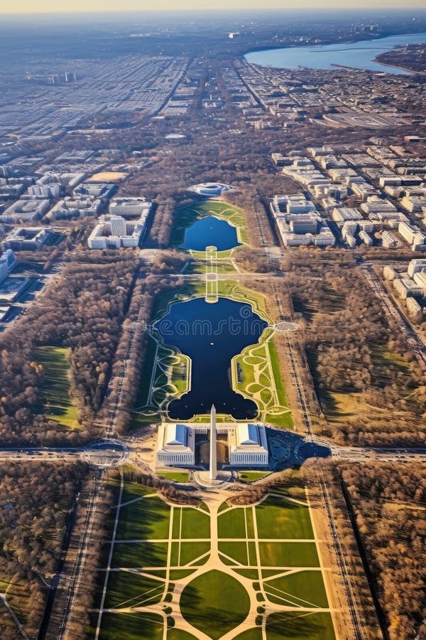 Aerial View of the National Mall and Monuments Stock Illustration ...