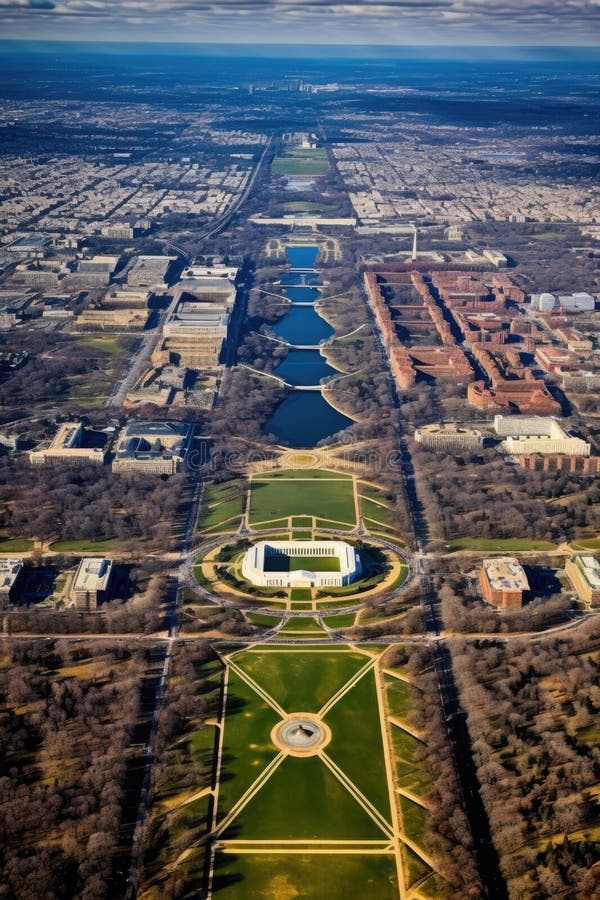 Aerial View of the National Mall and Monuments Stock Illustration ...