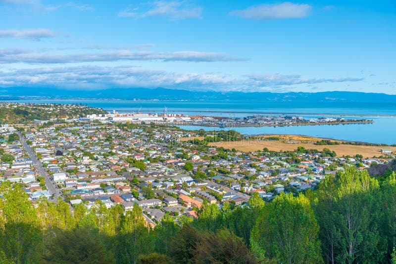 Aerial View of Nelson in New Zealand Stock Image - Image of center ...