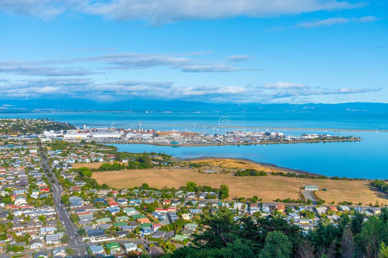 Aerial View of Nelson in New Zealand Stock Image - Image of port ...