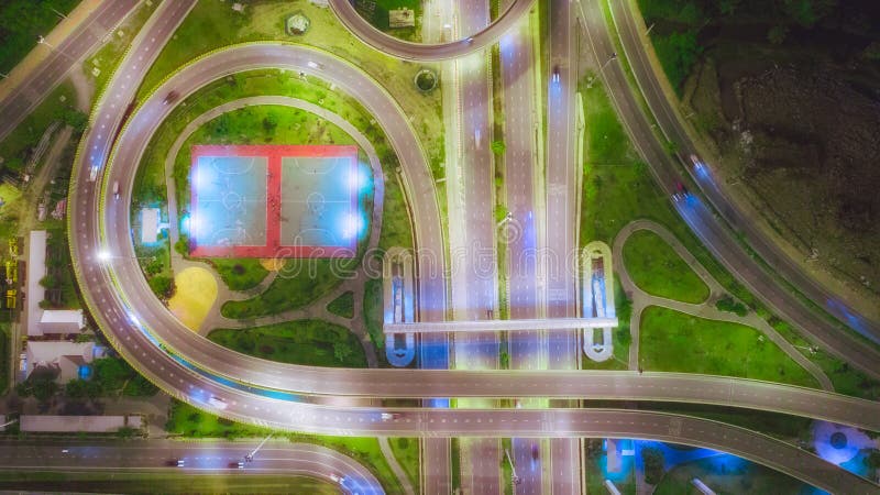 Aerial View Network or Intersection of Highway Road for Transportation ...