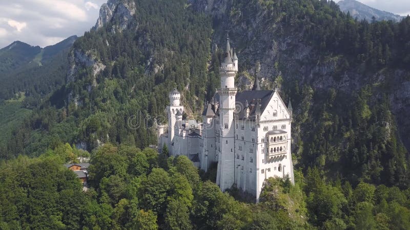 Aerial of the Neuschwanstein Castle Near Hohenschwangau Stock Footage ...