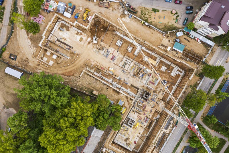 Aerial View of New Apartment Building Under Construction Stock Image ...