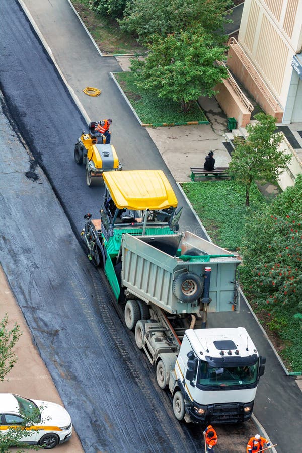Aerial View New Asphalt Road Paving Set Under Construction Stock Image ...