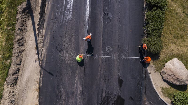 Aerial View on the New Asphalt Road Under Construction Stock Image ...
