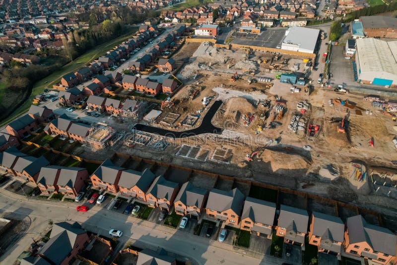 Aerial View of a New Housing Development Being Built in the UK Stock ...