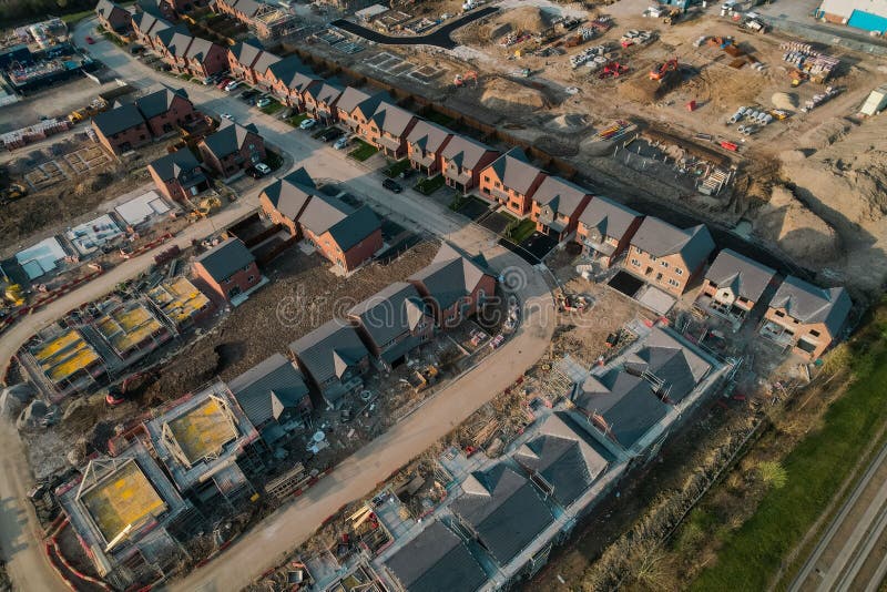 Aerial View of a New Housing Development Being Built in the UK Stock ...
