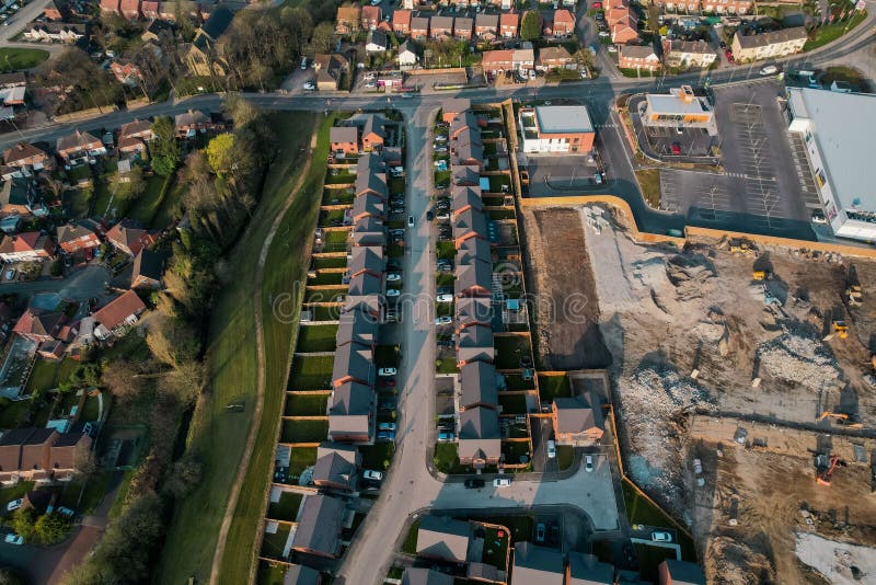 Aerial View of a New Housing Development Being Built in the UK Stock ...